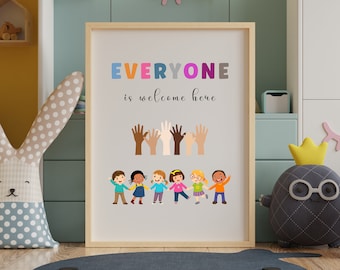 Everyone is Welcome Here Poster - Etsy