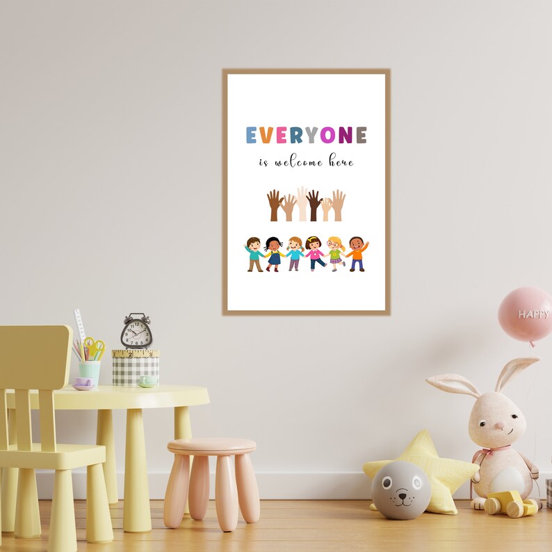 Everyone is Welcome Here Printable Art, Equality Classroom Decor ...
