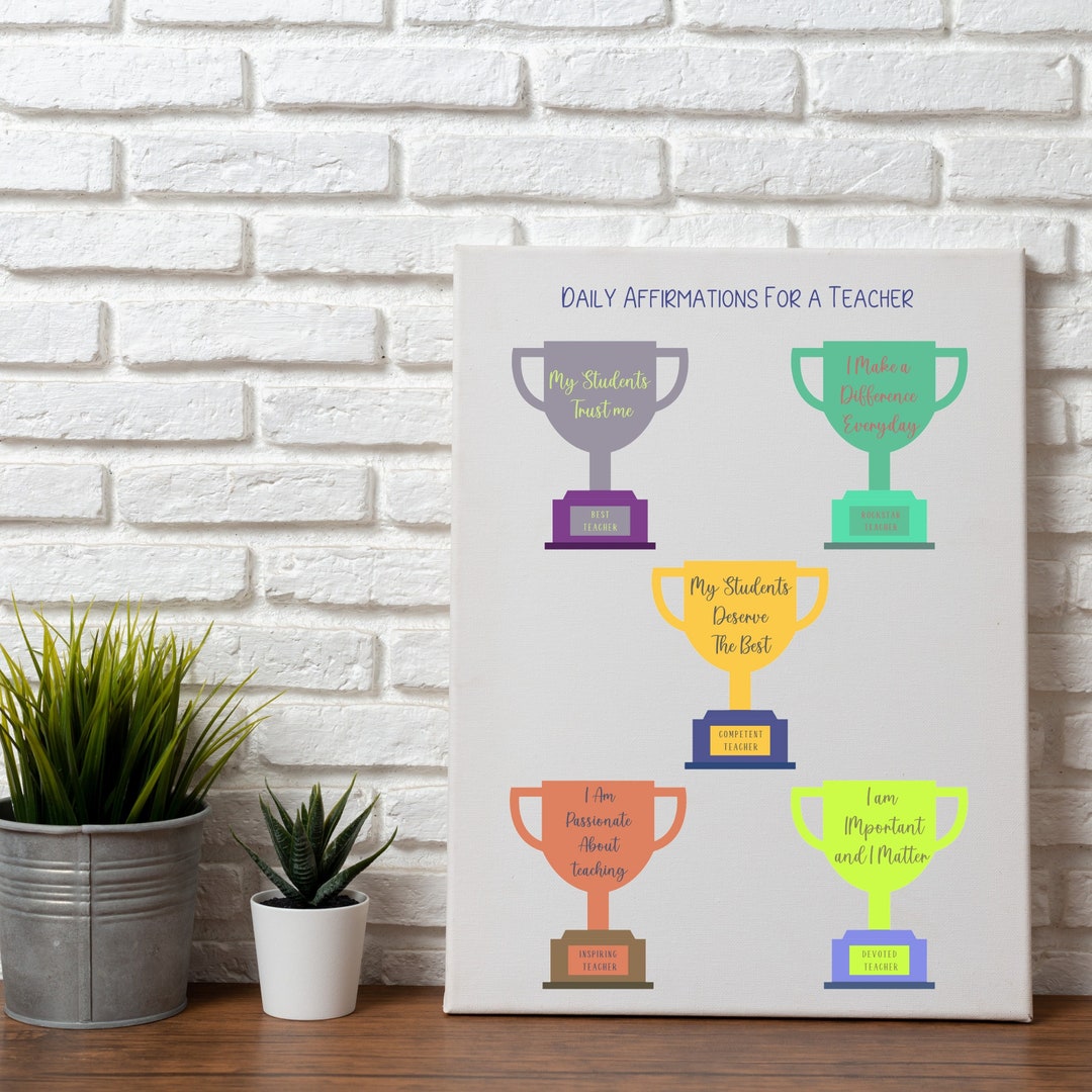 Teacher Daily Affirmations Poster,end of the Year Gift Teacher Digital ...