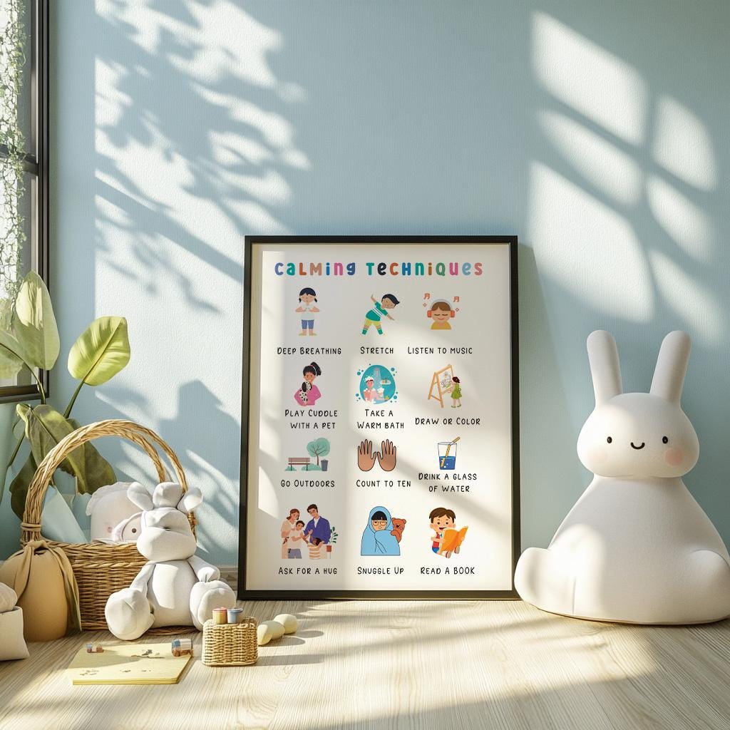 Printable Calming Techniques for Kids Poster, Feelings Emotions Control ...