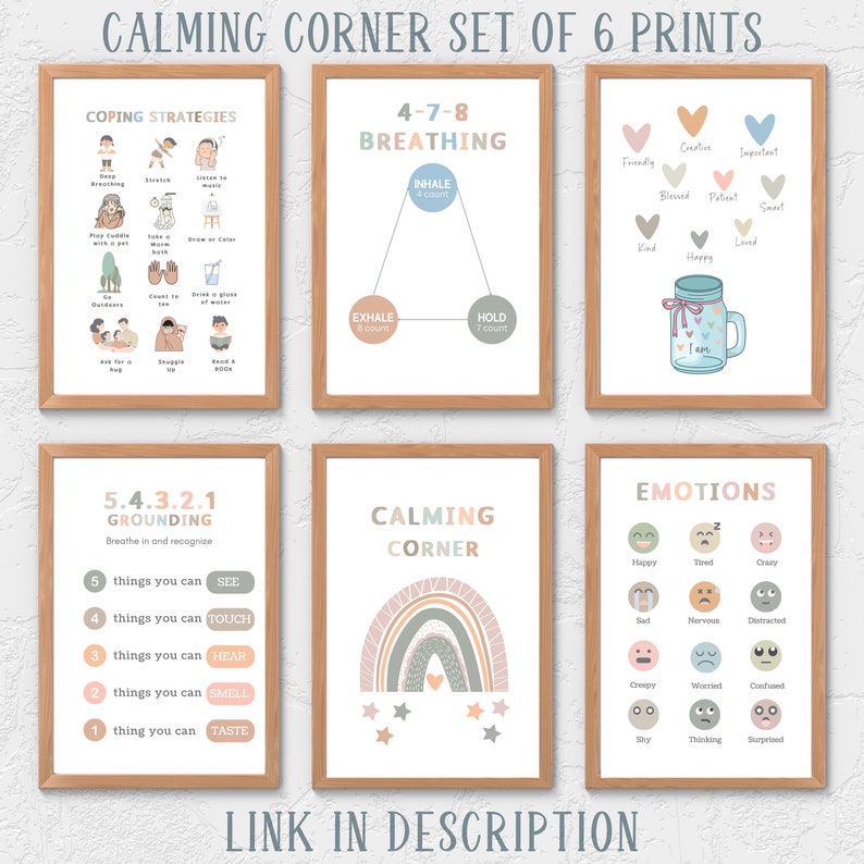 Printable Calming Techniques for Kids Poster, Feelings Emotions Control ...