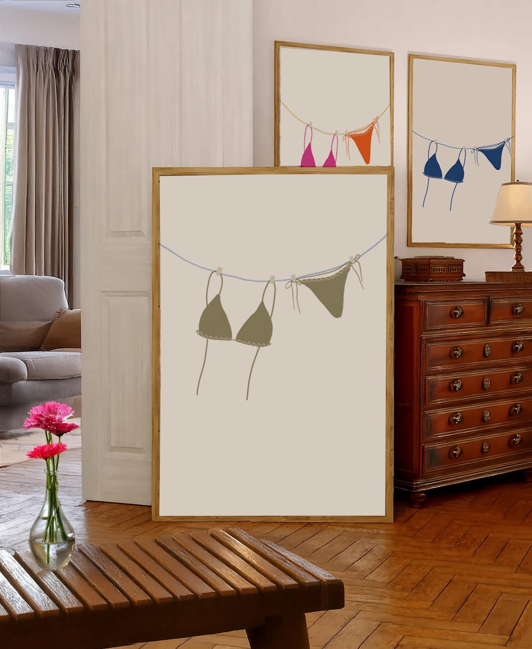 Bikini Print, Printable Green Bikini Art, Coastal Cowgirl Print ...