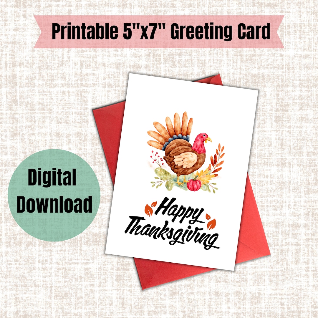 Printable Thanksgiving Turkey Card Turkey Greeting Card - Etsy