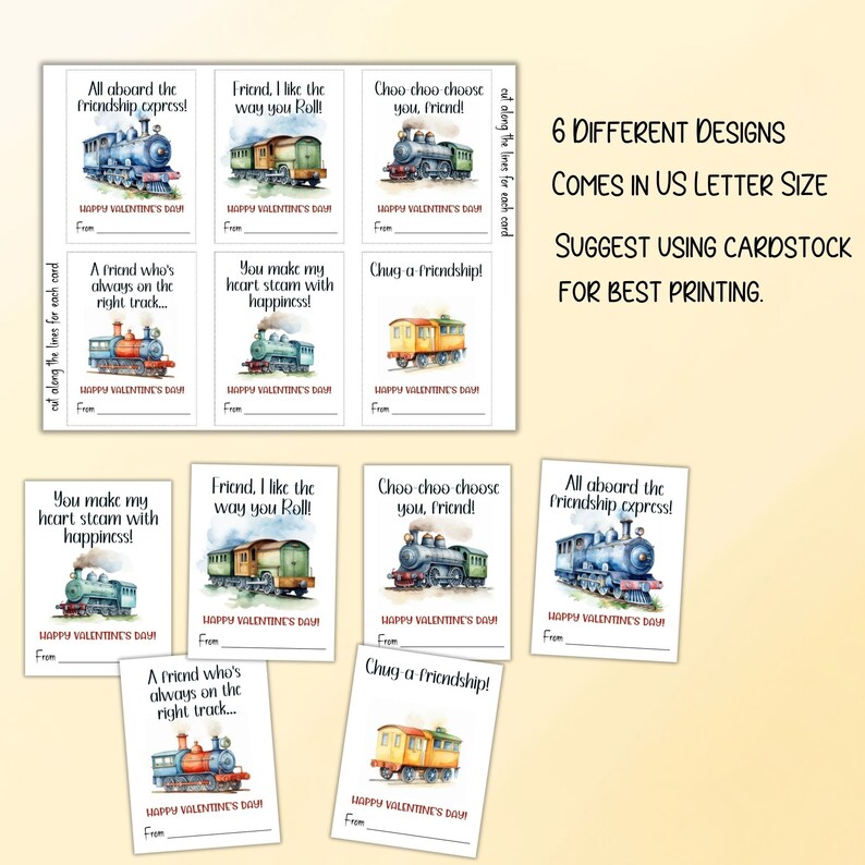 Printable Train Valentine's Cards, Preschool Valentines, Valentine's ...