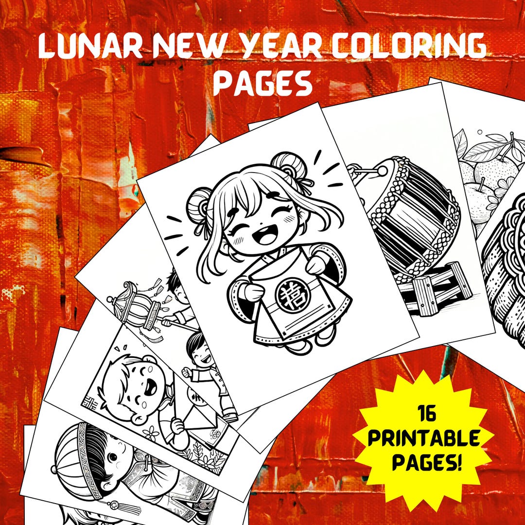 Lunar New Year Digital Coloring Pages - 16 Printable Sheets | Chinese ...