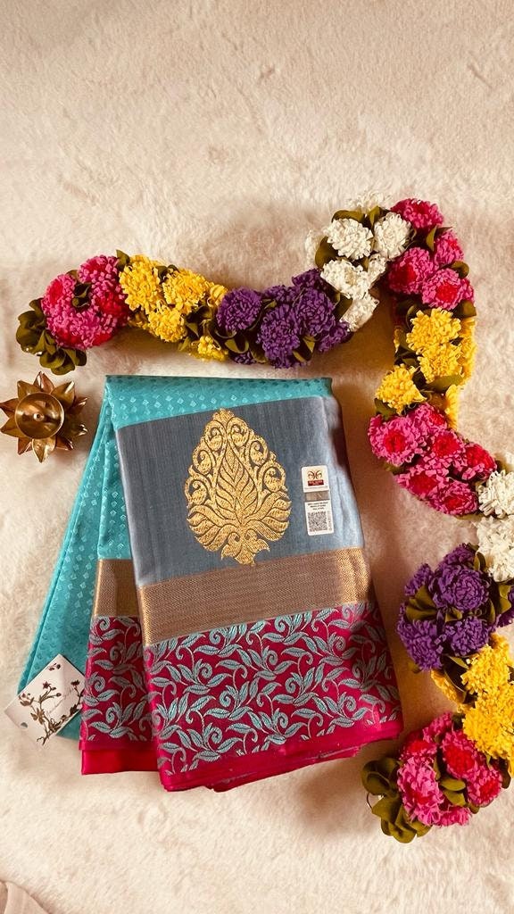 Ramar Blue Embossed Kanchipuram Pure Silk Saree - Etsy