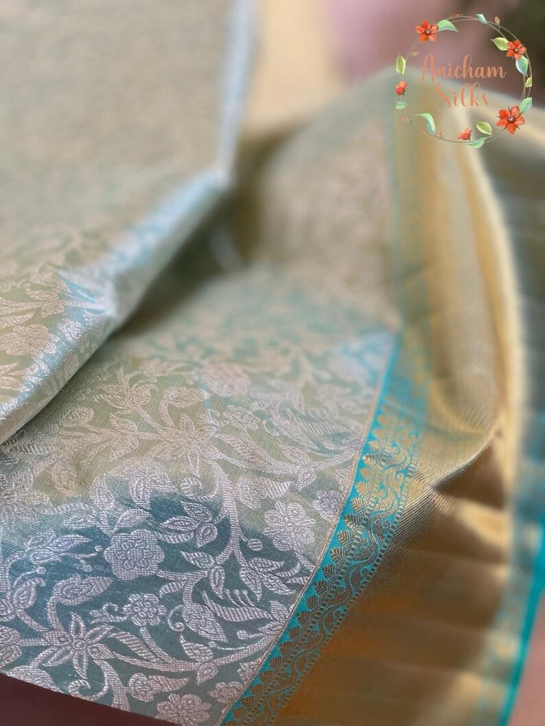 Powder Blue Kanchi Tissue Silk Saree - Etsy