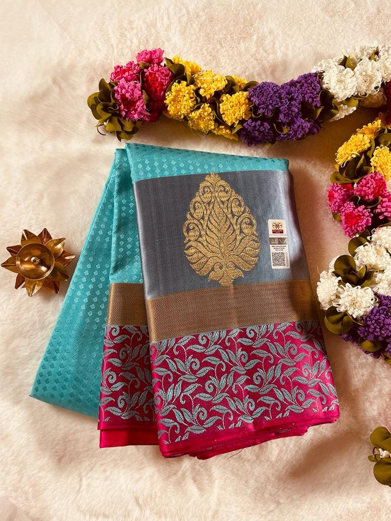 Ramar Blue Embossed Kanchipuram Pure Silk Saree - Etsy