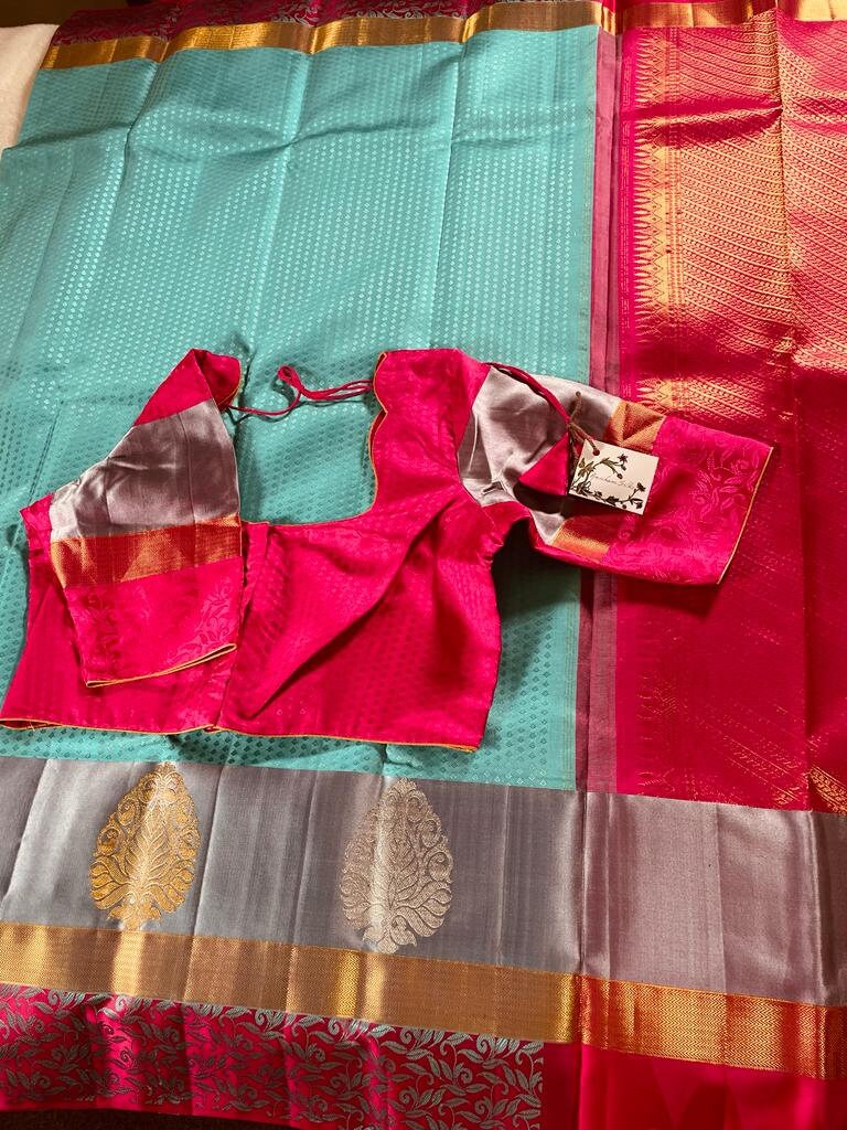 Ramar Blue Embossed Kanchipuram Pure Silk Saree - Etsy