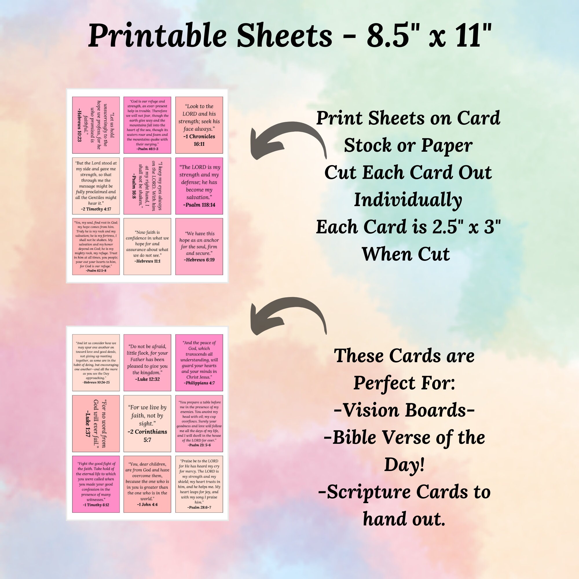 99 Printable Bible Verse Cards, Inspirational Cards, Assorted Mini ...