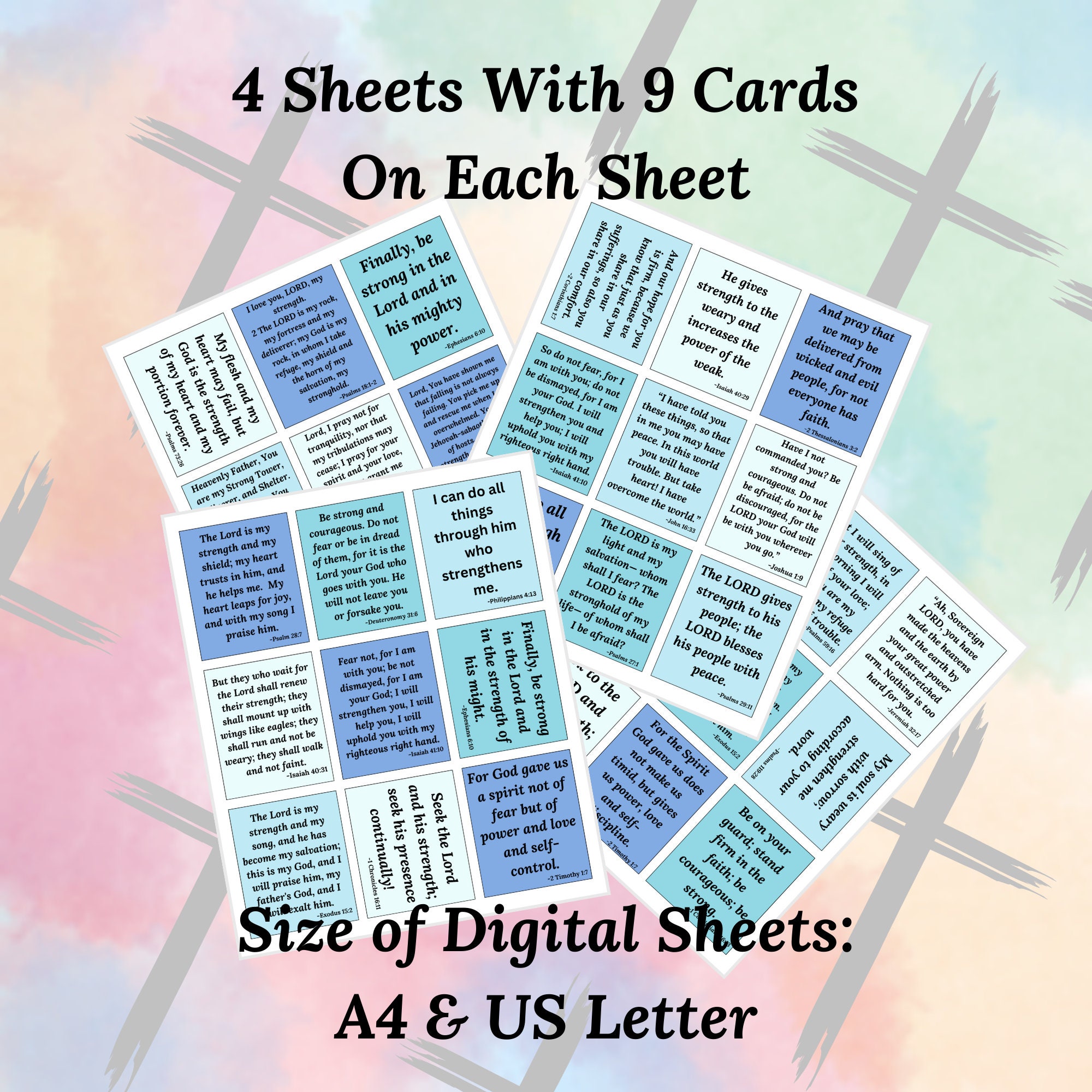 30 Strength Themed Bible Verses, With 6 Prayer Cards Included 30 ...