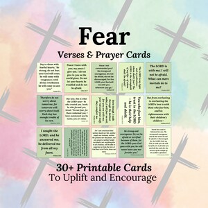 30 Fear Themed Bible Verses, With 6 Prayer Cards Included 30 Printable ...