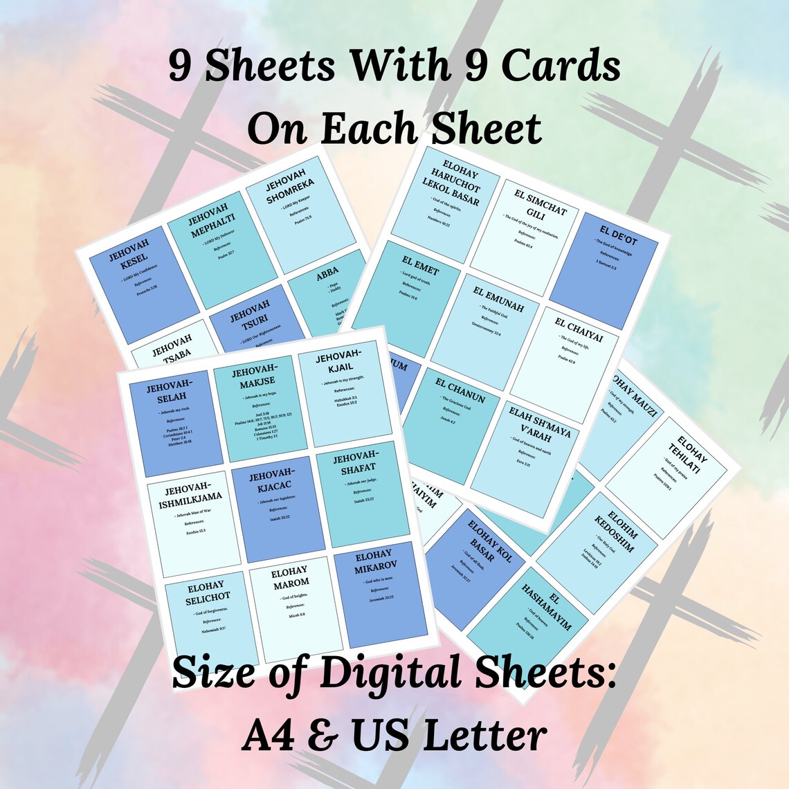 Names of God Printable Cards, Bible Cards, Inspirational Biblical Study ...