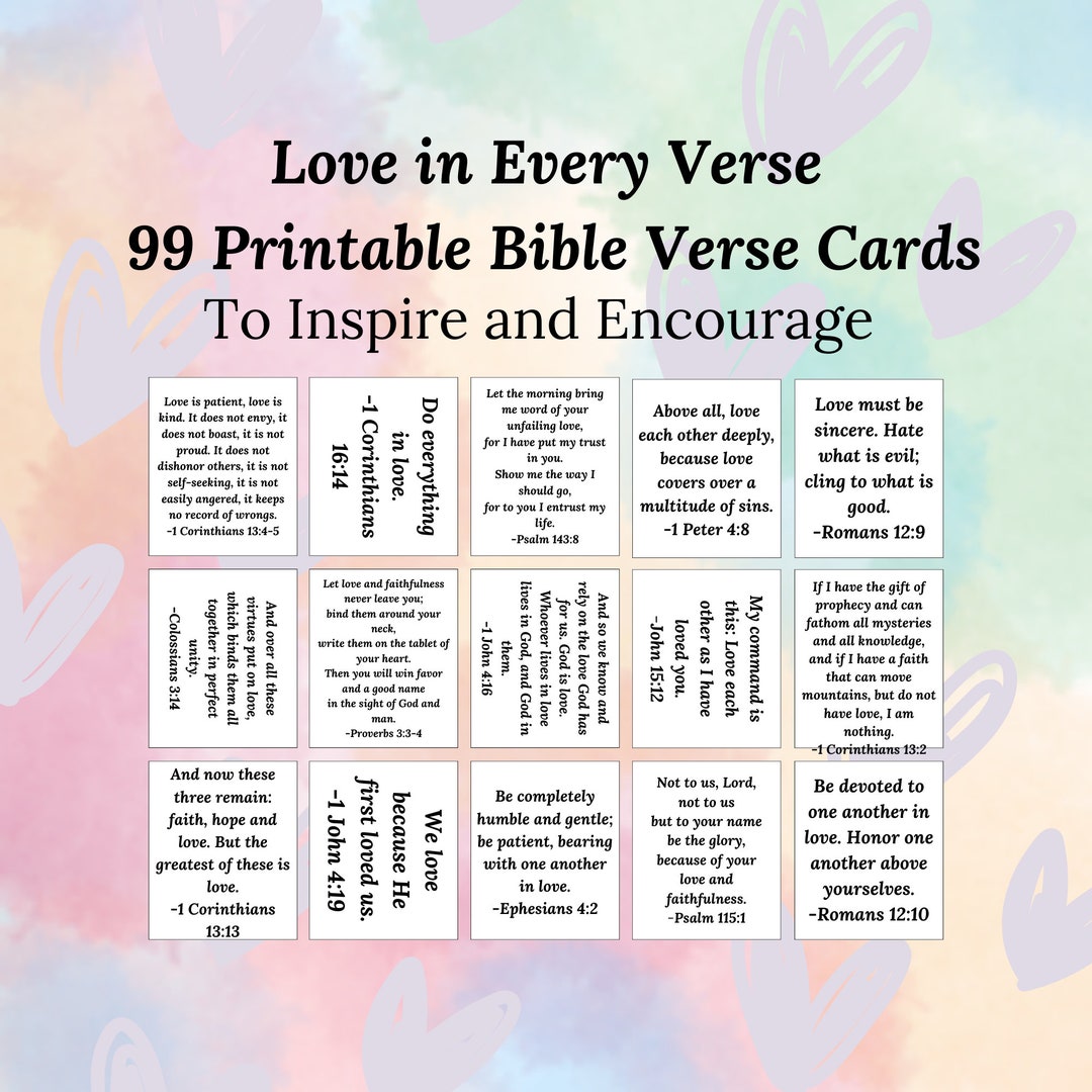 Love in Every Verse: 99 Printable Bible Verse Cards to Inspire and ...