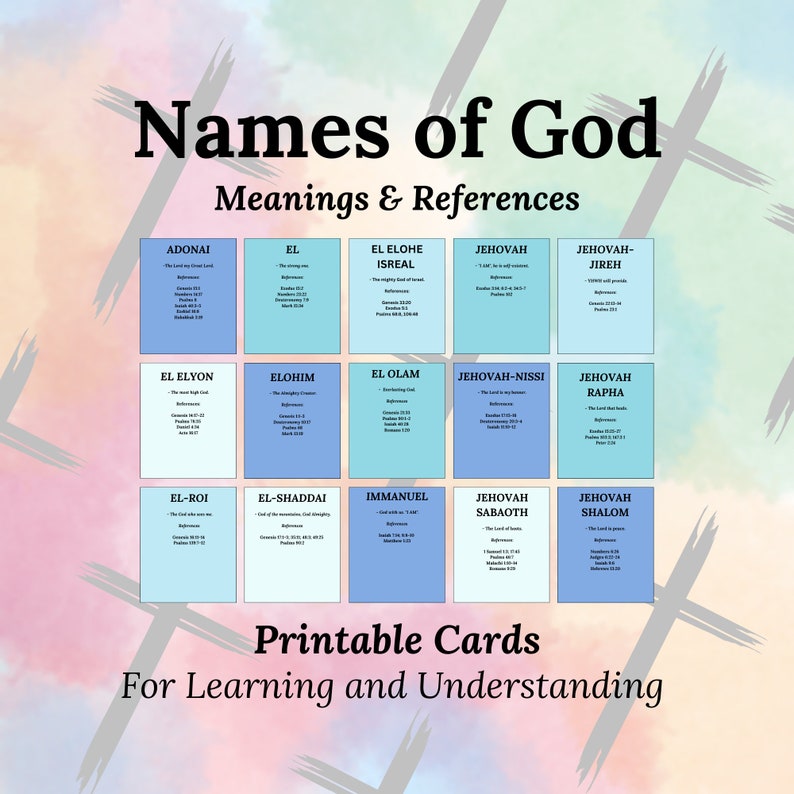 Names of God Printable Cards, Bible Cards, Inspirational Biblical Study ...