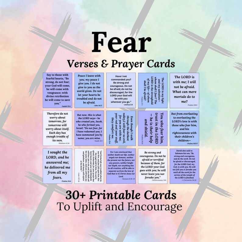 30 Fear Themed Bible Verses With 6 Prayer Cards Included 30 - Etsy