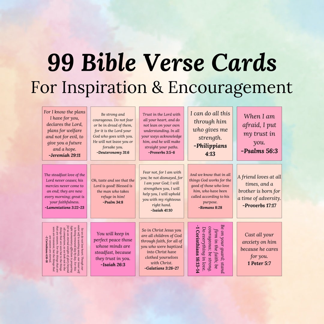 99 Printable Bible Verse Cards, Inspirational Cards, Assorted Mini ...