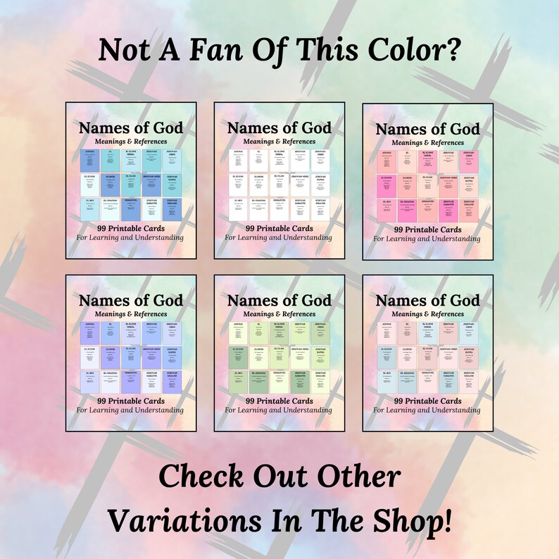 Names of God Printable Cards, Bible Cards, Inspirational Biblical Study ...