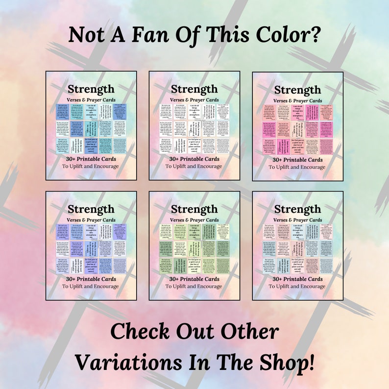 30 Strength Themed Bible Verses, With 6 Prayer Cards Included 30 ...