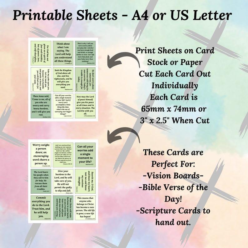 30 Anxiety Themed Bible Verses, With 6 Prayer Cards Included 30 ...