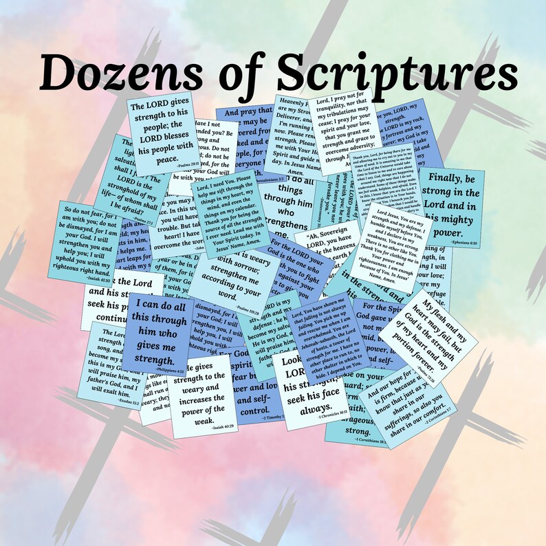 30 Strength Themed Bible Verses, With 6 Prayer Cards Included 30 ...