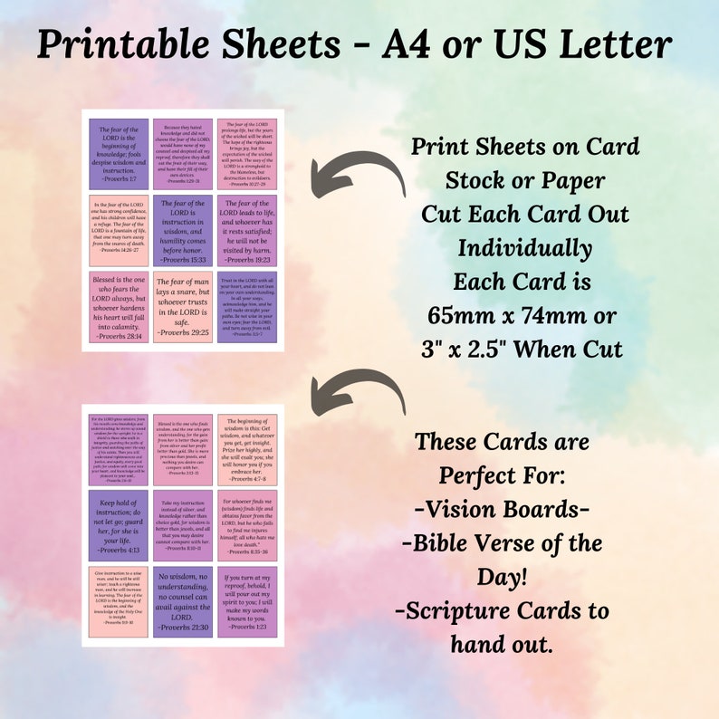 99 Proverbs Bible Verse Cards, Printable Prayer Cards, Inspirational ...