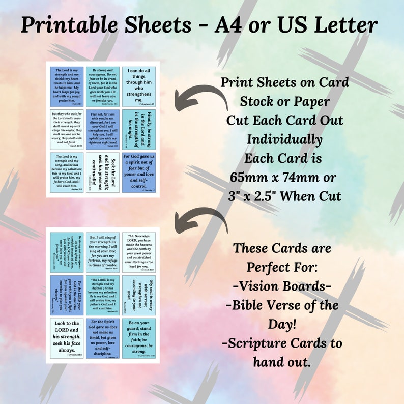 30 Strength Themed Bible Verses, With 6 Prayer Cards Included 30 ...