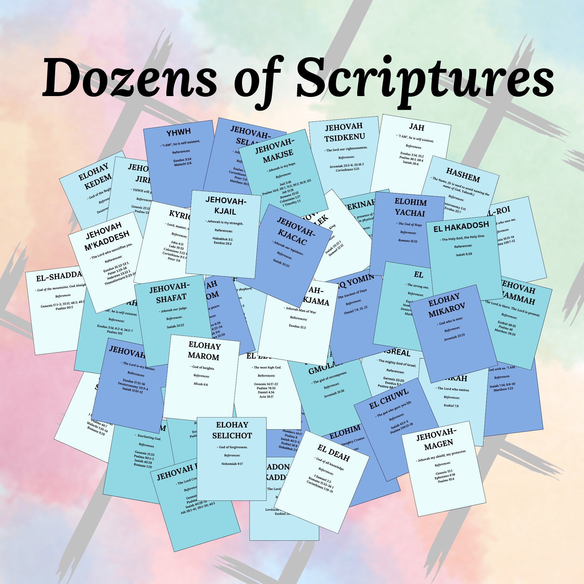 Names of God Printable Cards, Bible Cards, Inspirational Biblical Study ...