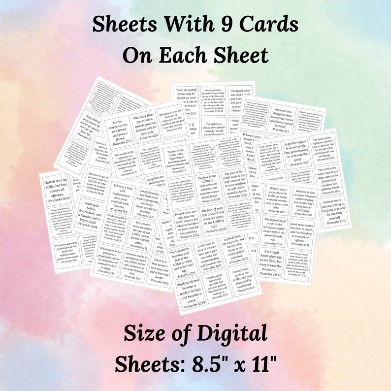 99 Proverbs Bible Verse Cards, Printable Prayer Cards, Inspirational ...