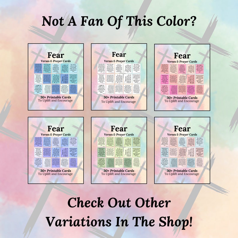 30 Fear Themed Bible Verses, With 6 Prayer Cards Included 30 Printable ...