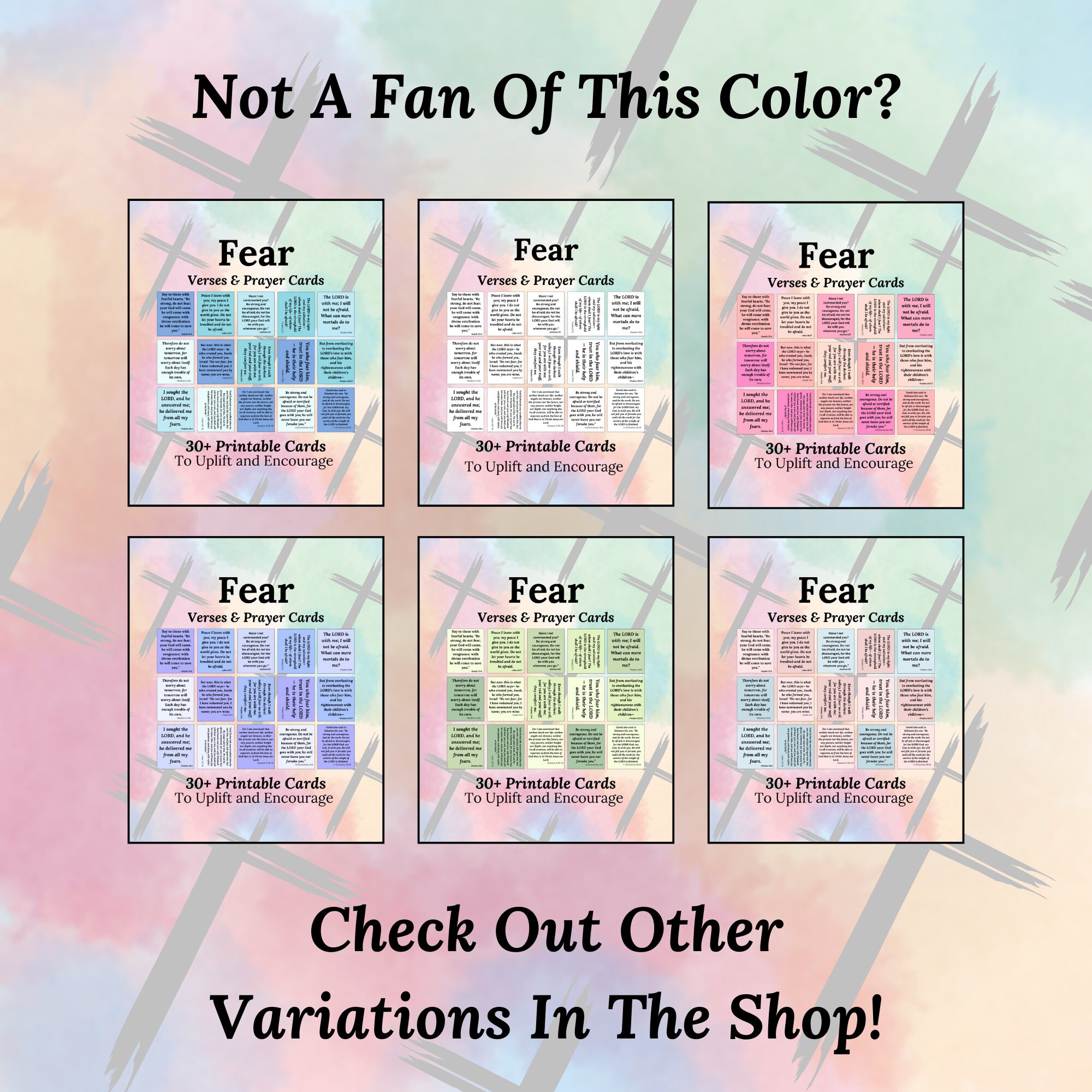 30 Fear Themed Bible Verses, With 6 Prayer Cards Included 30 Printable ...