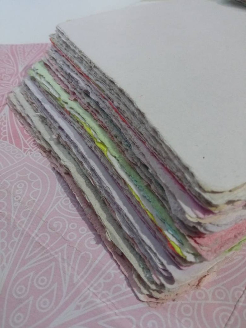 A6 Handmade Paper Deckle Edges Paper Mixed Colour Pack X 10 Sheets - Etsy