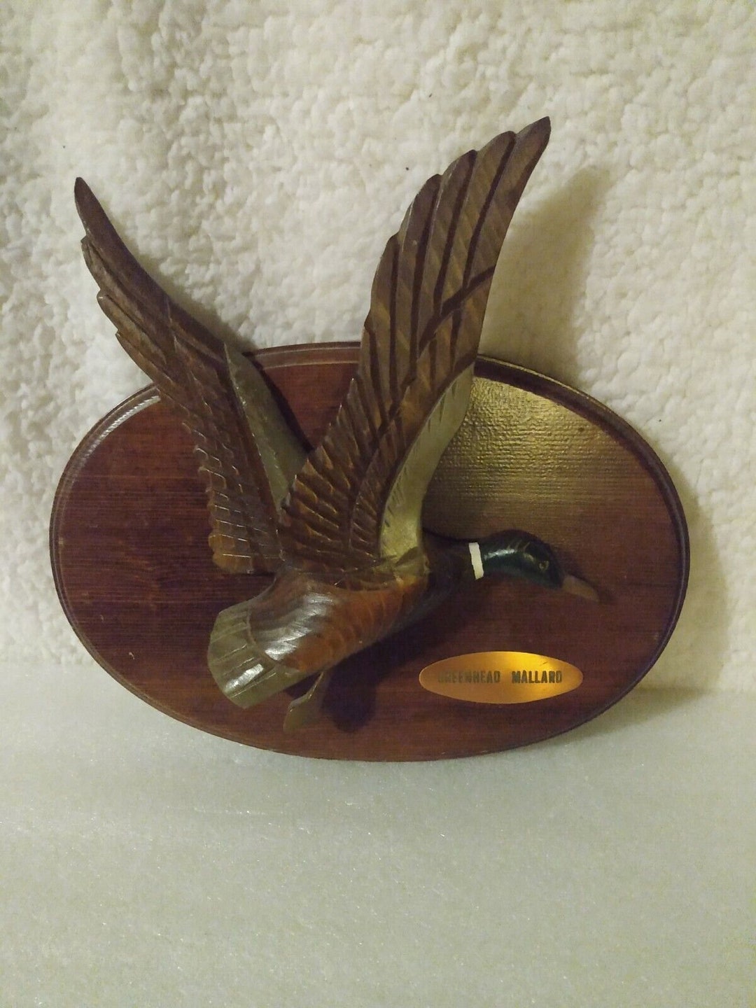 VTG Carved Wooden Duck Wall Decor Hanging Plaque Greenhead Mallard - Etsy