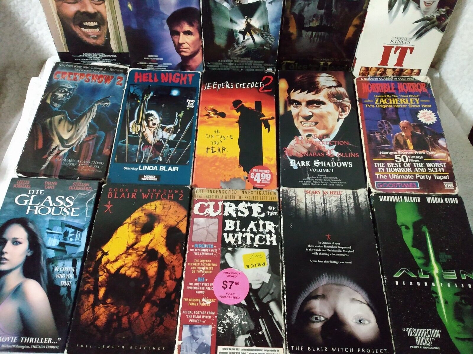 Lot of 15 Horror Movies VHS Video Tapes Shining IT Tales From the Crypt ...