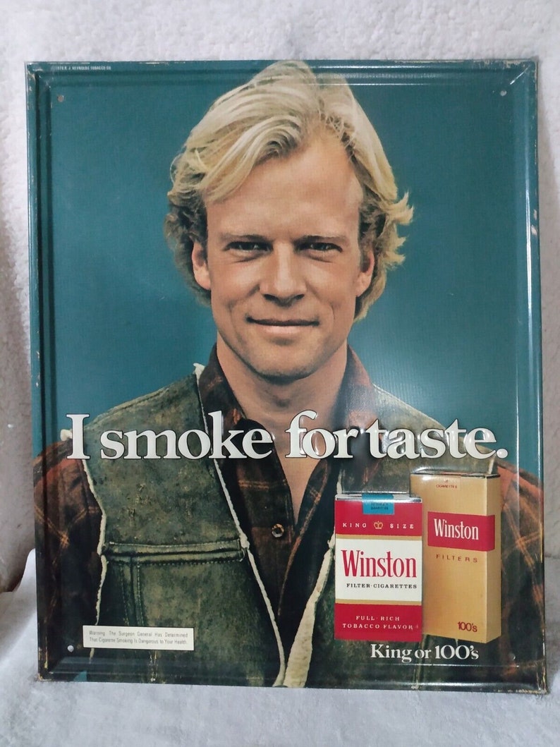 Vintage Winston Cigarettes Metal Tin Sign "i Smoke for Taste" - Etsy