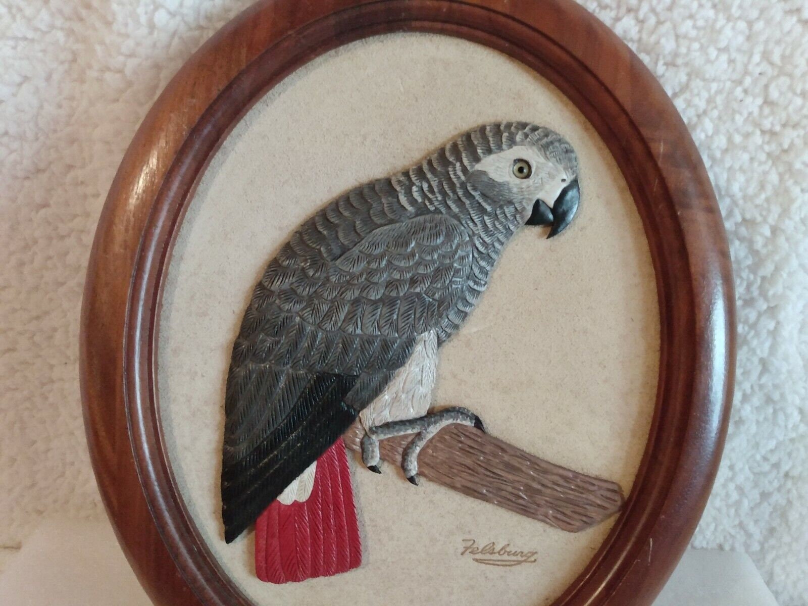Wildlife Carvings in Leather Parrot by Thomas & Mary Felsburg Framed ...
