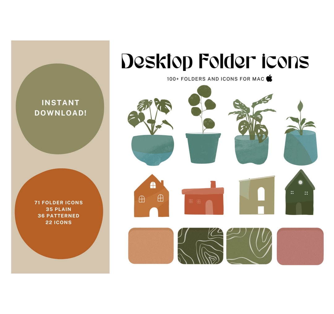 100 Desktop Folder Icons, Mac Terracotta Townhouse Plant Themed Icons ...