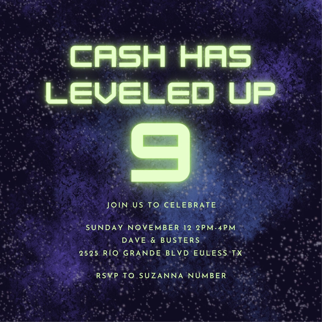 Kids Level up Birthday Invitation Downloadable Png and Editing ...