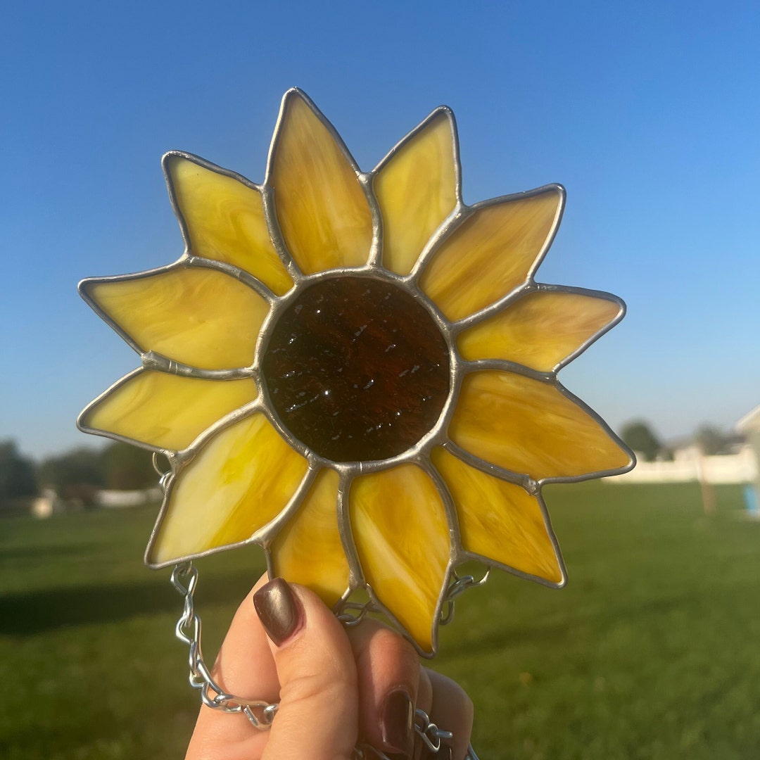 Sunflower Stained Glass Suncatcher Opaque Whispy Yellow - Etsy