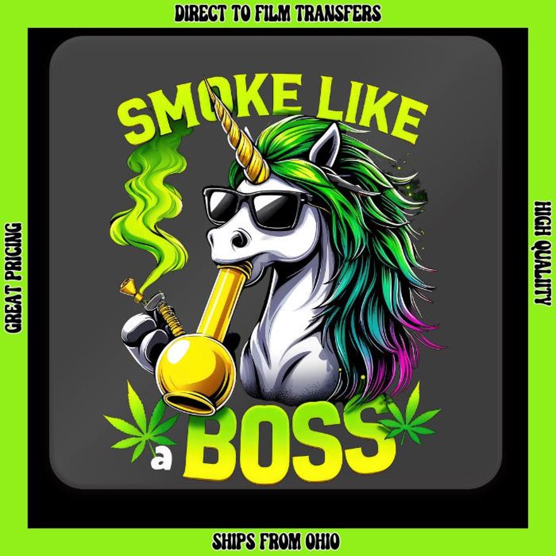 Unicorn Smoke Like a Boss DTF Iron on Transfer - Etsy