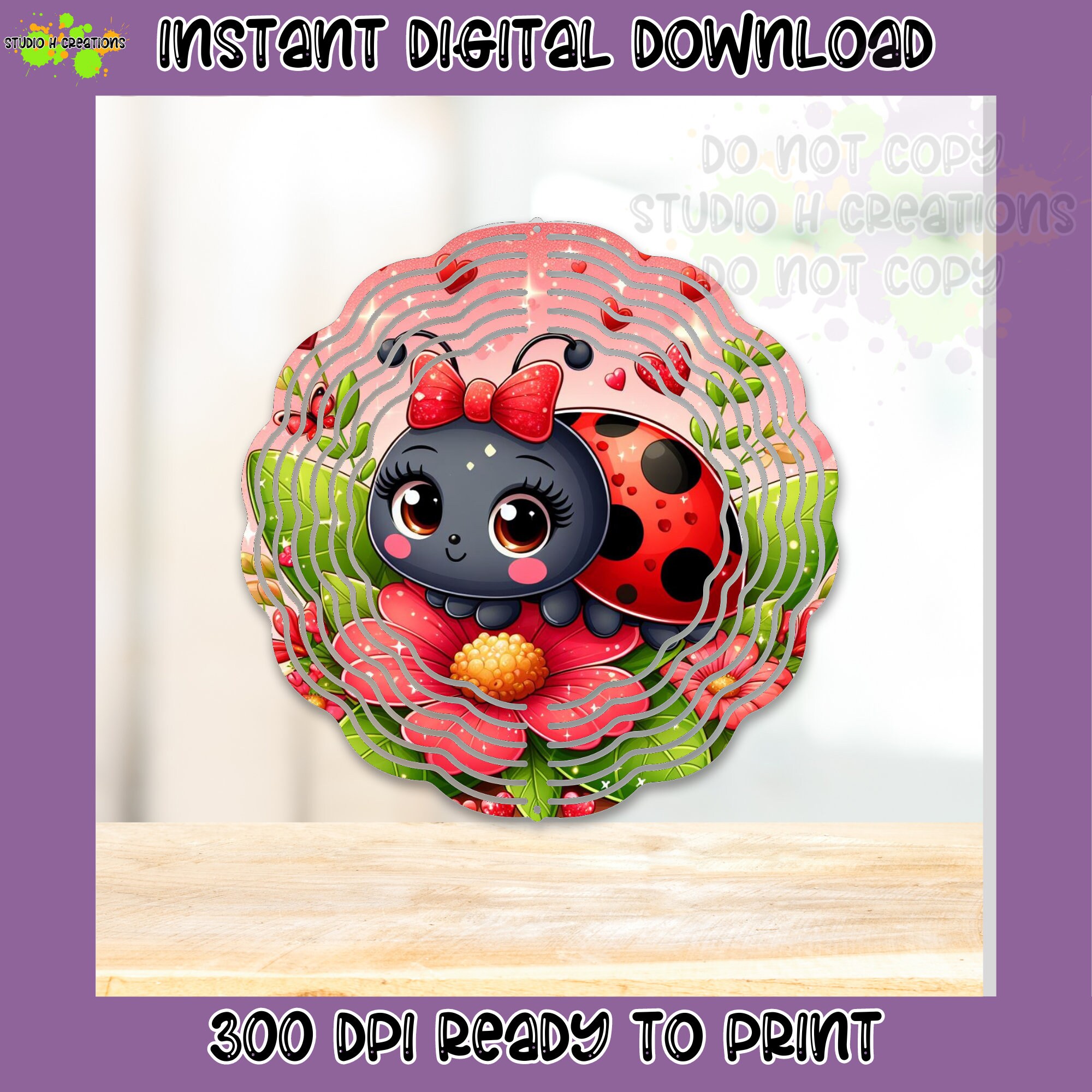 Lady Bug Wind Spinner PNG File - Etsy