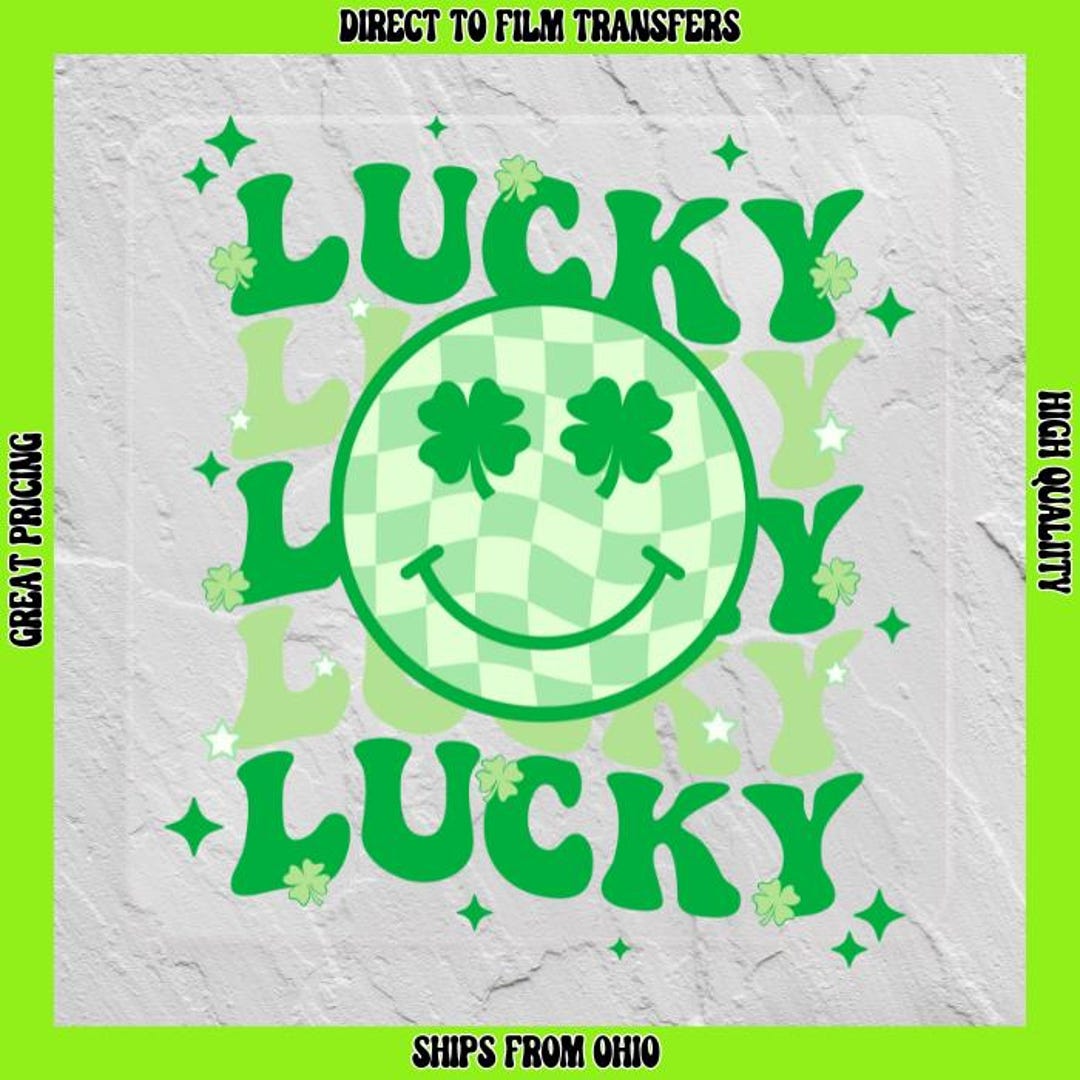 Lucky Repeat Smiley Face St. Patrick's Day Direct to Film Transfers ...