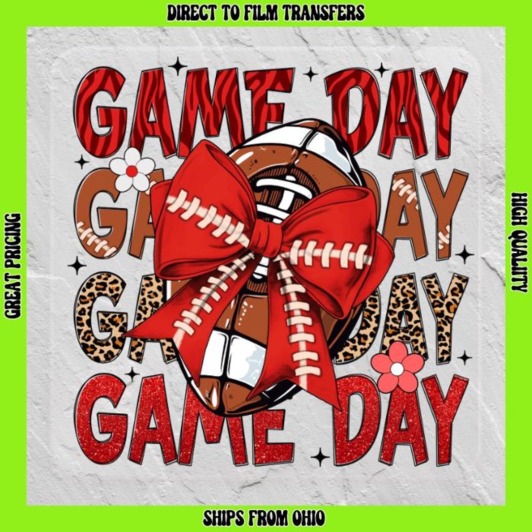 Football Game Day Red DTF Transfer: Iron On, Ready to Press - Etsy