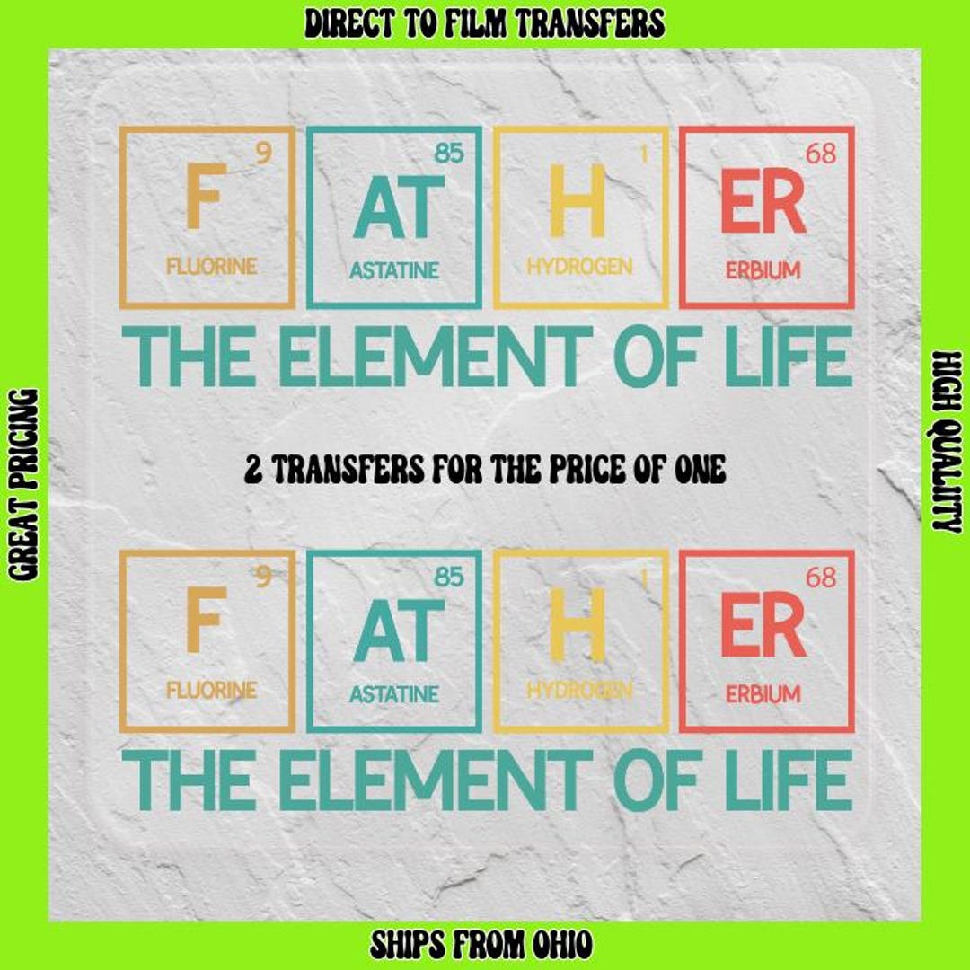 FATHER Element Direct to Film Transfers/iron on Transfers Ready to ...