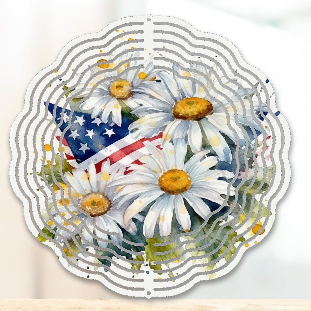 Daisies With American Flag Wind Spinner PNG File - Etsy