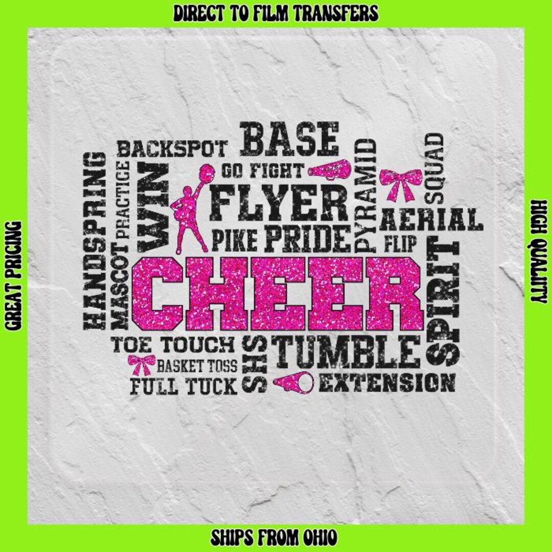 Cheerleading DTF Transfer: Cheer Flyer, Base, Win - Ready to Press - Etsy