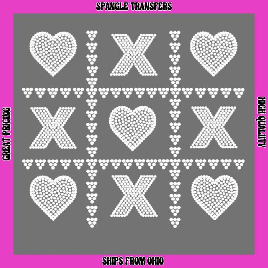 Tic Tac Toe Hearts and X's Spangle Iron on Transfers Ready to Press for ...