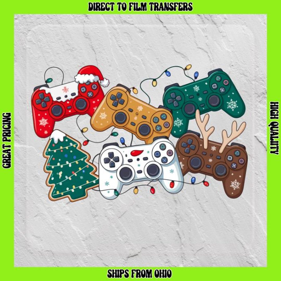 Christmas Gamer Controllers Direct to Film Transfers/iron on Transfers ...