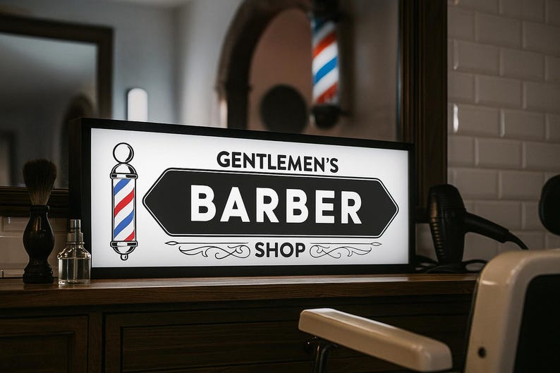 Custom LED Barber Shop Sign – Personalized Barber Name & Logo – Wall or ...