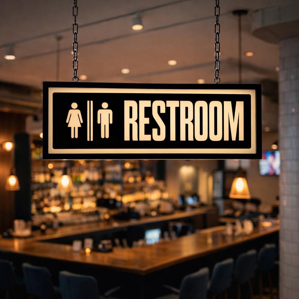 Lighted Restroom Sign | LED Bathroom Sign | Modern Toilet Wall Sign ...